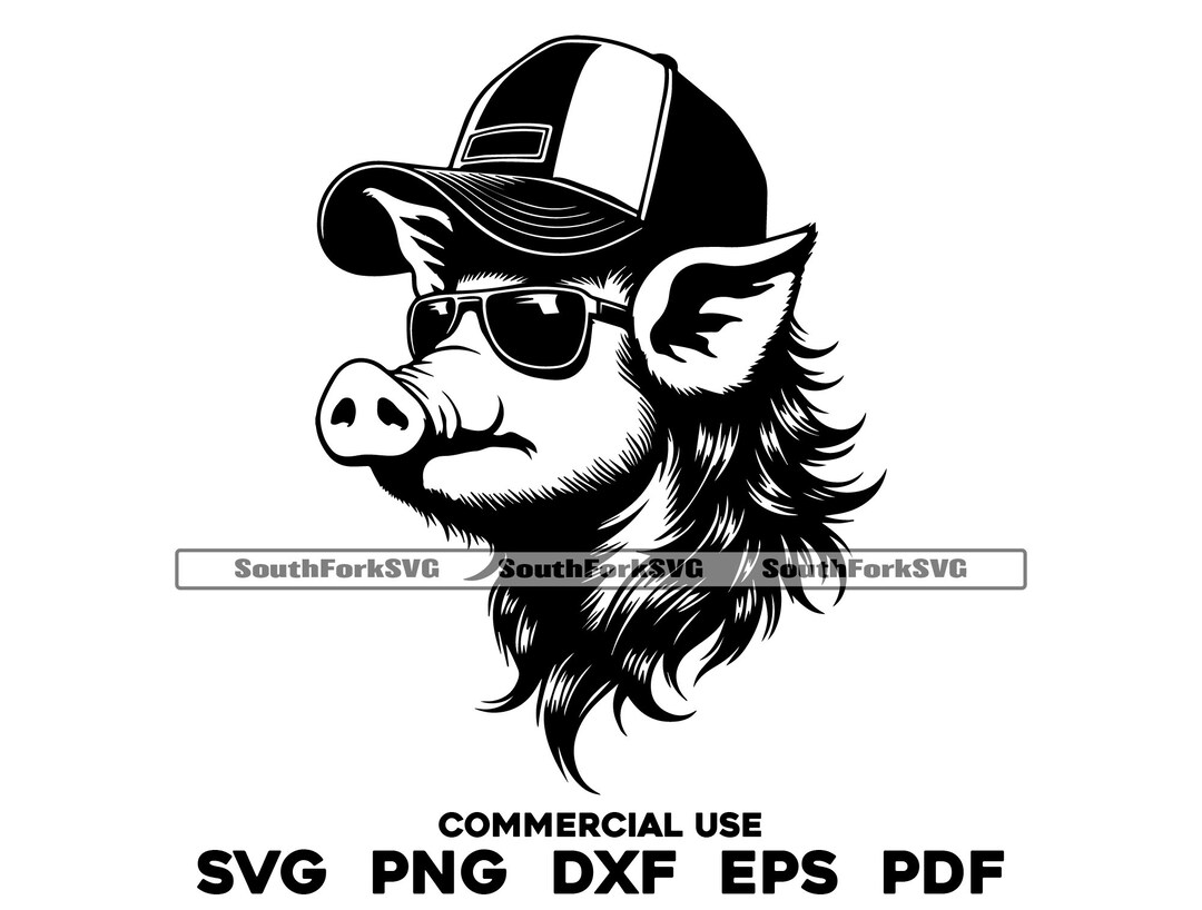 Pig Mullet Trucker Hat Svg Png Dxf Eps Pdf | Vector Graphic Cut File ...