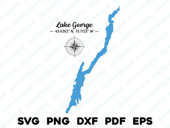 Lake George New York Map Shape Silhouette Svg Png Dxf Pdf Eps - Etsy