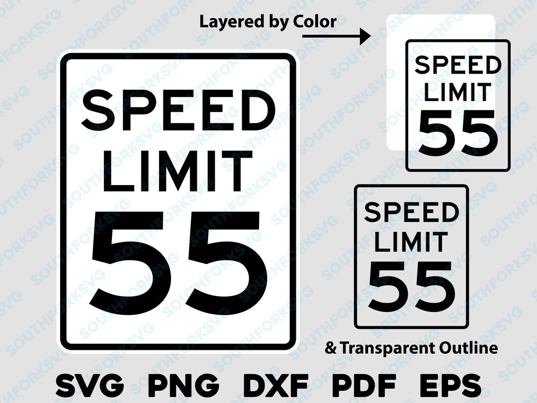 Speed Limit 55 Sign Logo Symbol Svg Png Dxf Eps Pdf Layered by Color ...