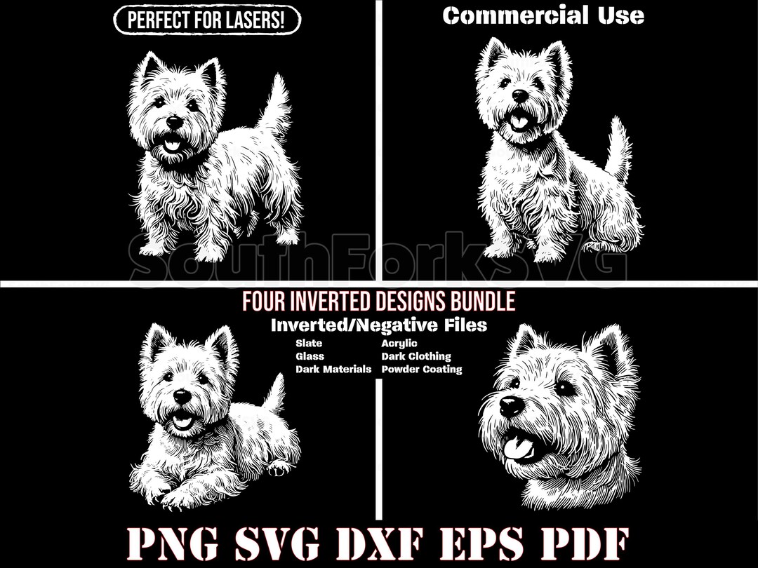 Inverted West Highland White Terrier Westie Bundle Svg Png Dxf Eps Pdf ...