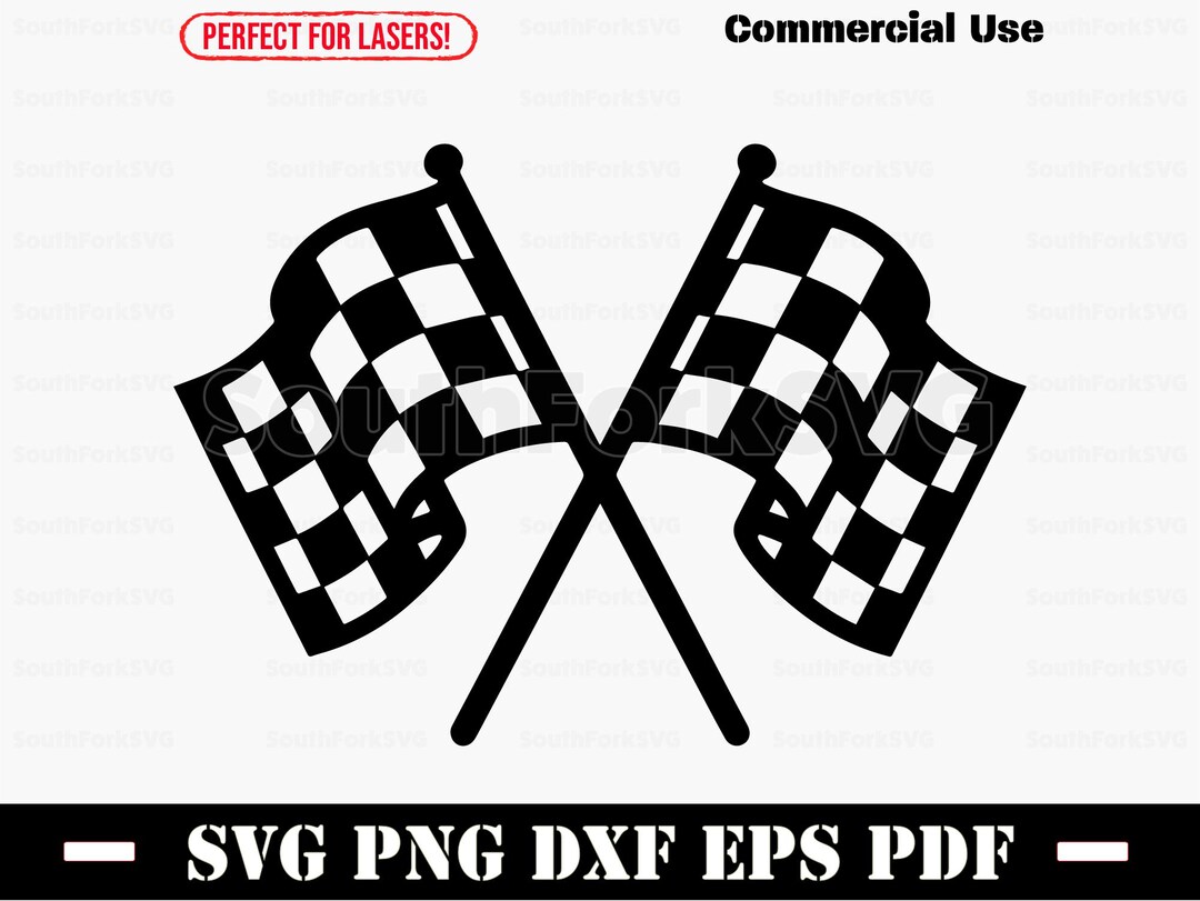 Crossed Checkered Racing Flags | Svg Png Dxf Eps Pdf | Vector Graphic ...