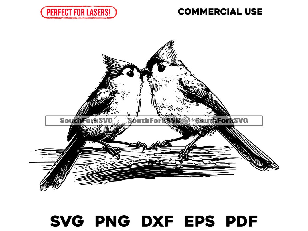 Laser Engrave Files Tufted Titmouse Birds Svg Png Dxf Eps Pdf | Vector ...