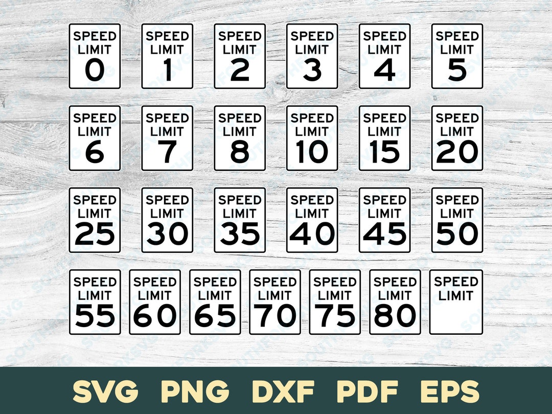 Speed Limit Sign Layered by Color Bundle | Svg Png Dxf Eps Pdf | Logo ...