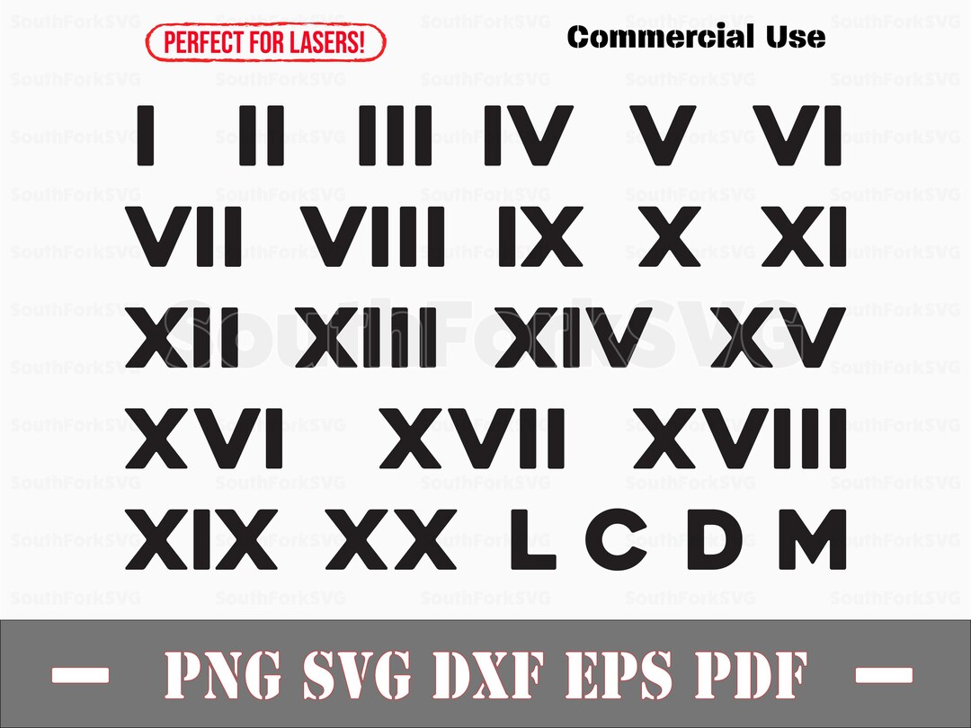 Roman Numerals Bundle Svg Png Dxf Eps Pdf | Laser Engrave Cut Print ...