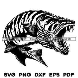 Tiger Musky Muskie Design Files Svg Png Dxf Eps Pdf | Transparent ...