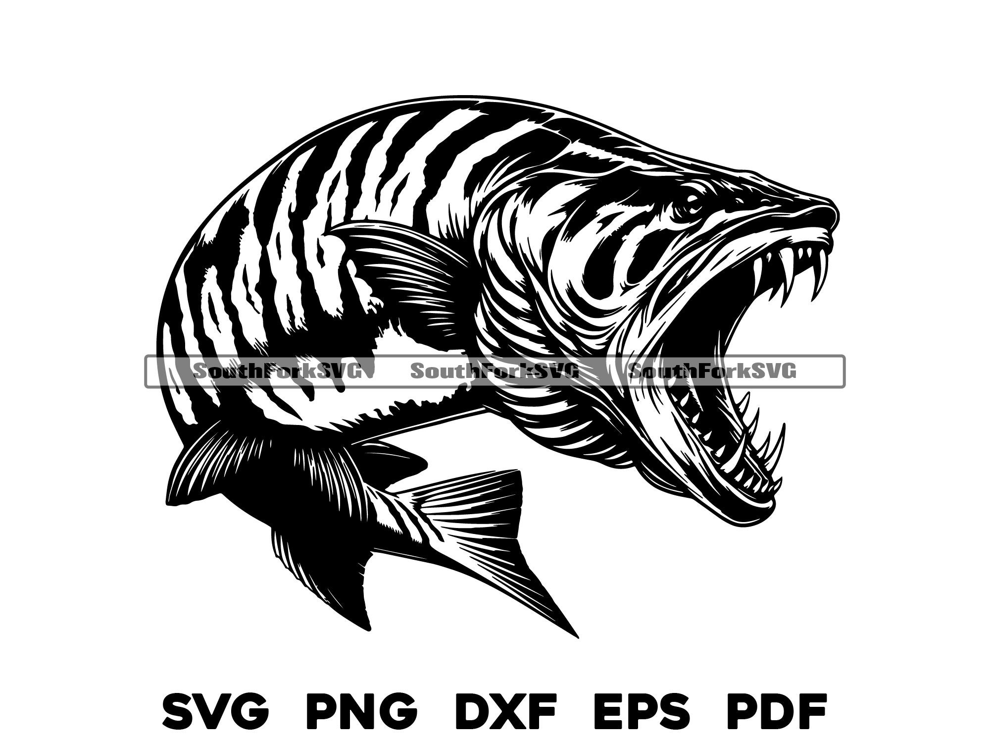 Tiger Musky Muskie Design Files Svg Png Dxf Eps Pdf | Transparent ...