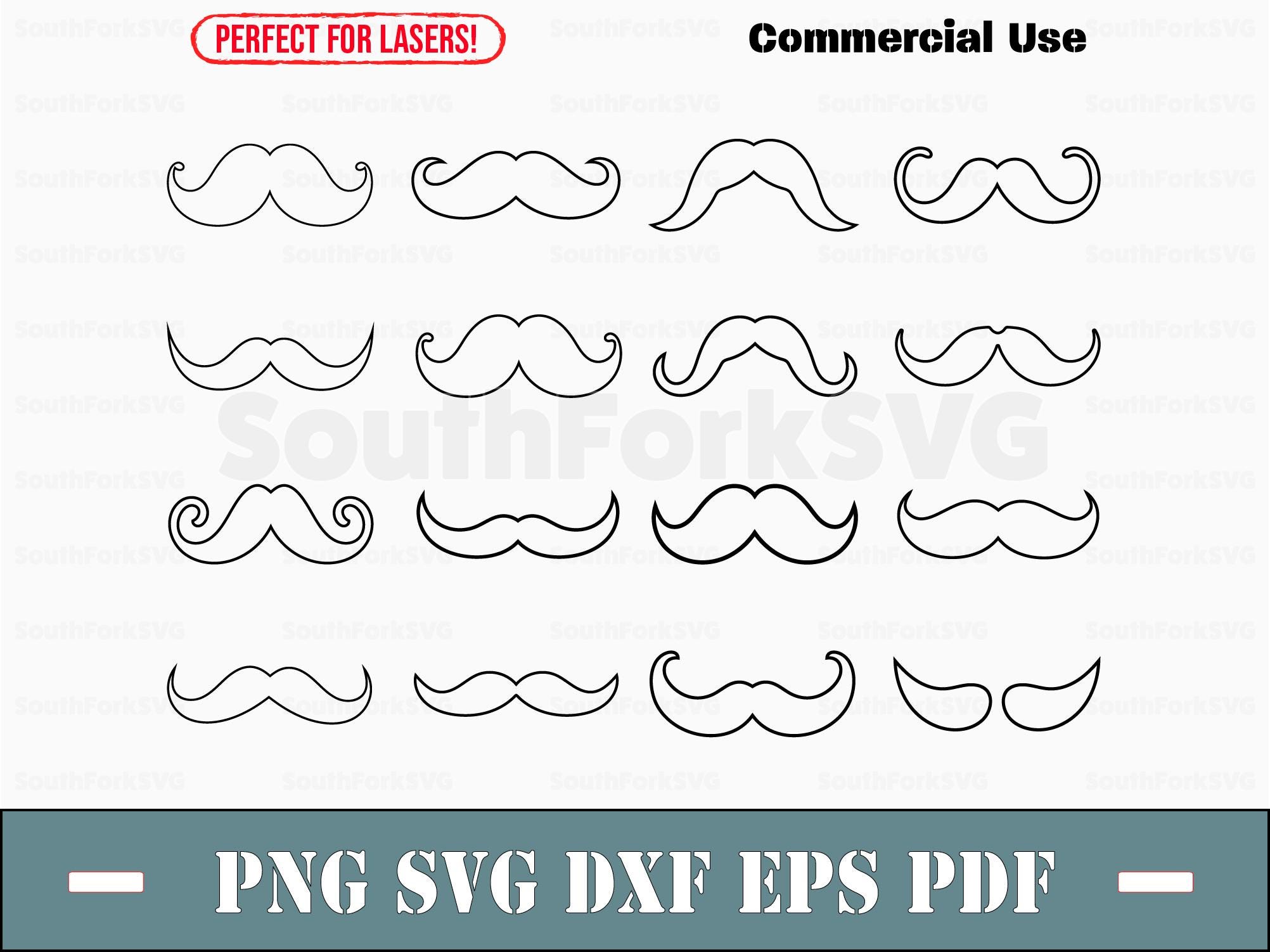 Mustaches Outlines Bundle | Svg Png Dxf Eps Pdf | Vector Graphic Cut ...