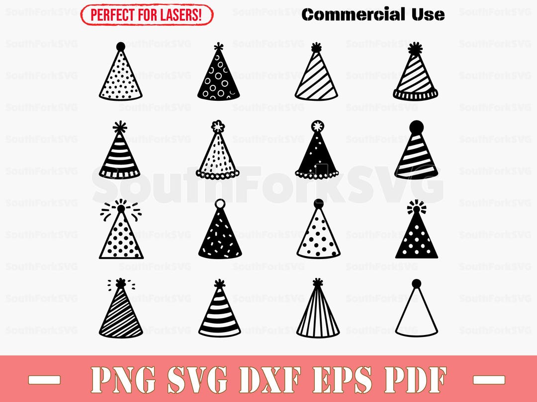 Simple Party Hats Bundle Svg Png Dxf Eps Pdf | Vector Graphic Cut Print ...