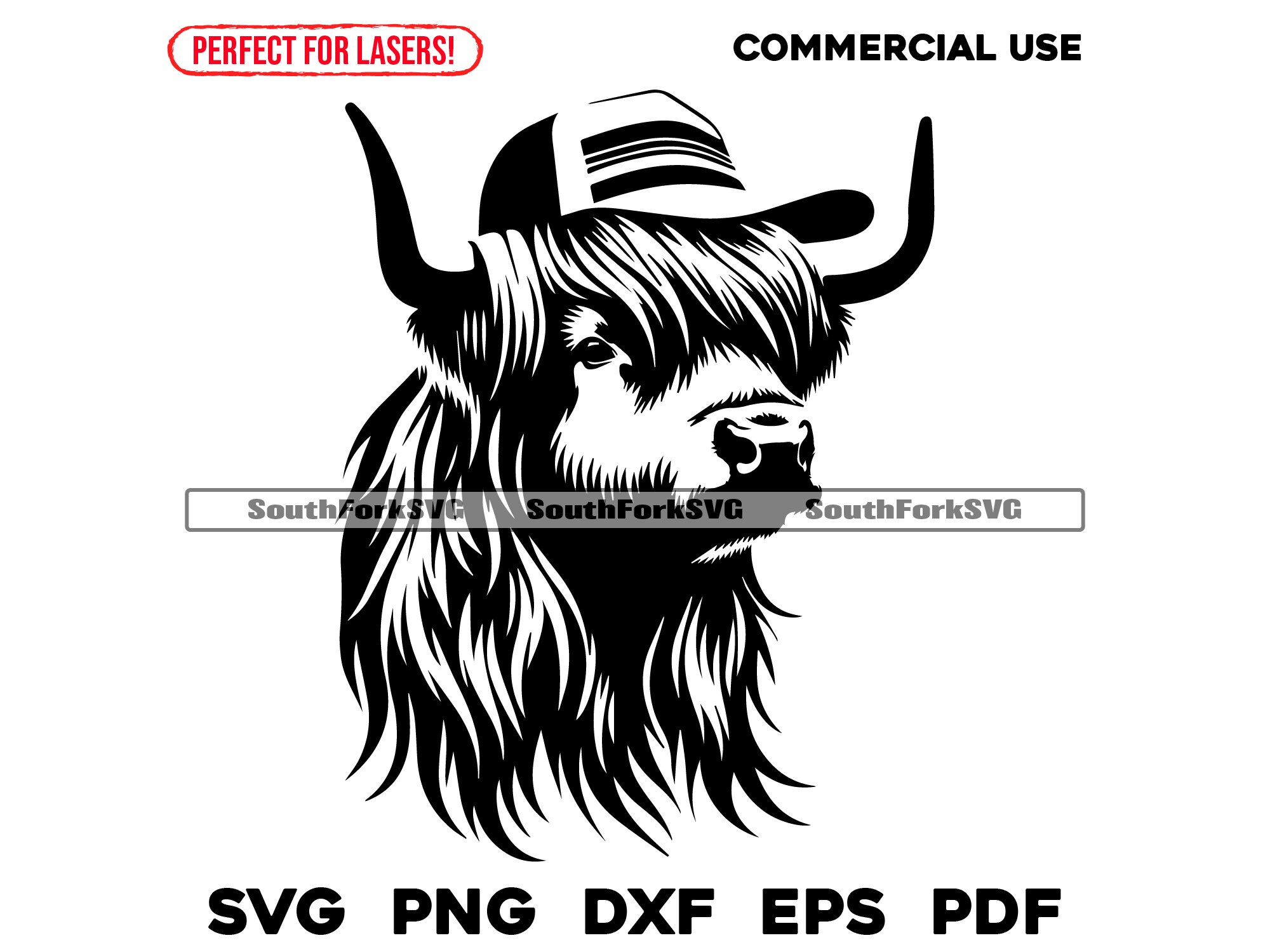 Highland Cow Mullet Trucker Hat Svg Png Dxf Eps Pdf Vector Graphic ...