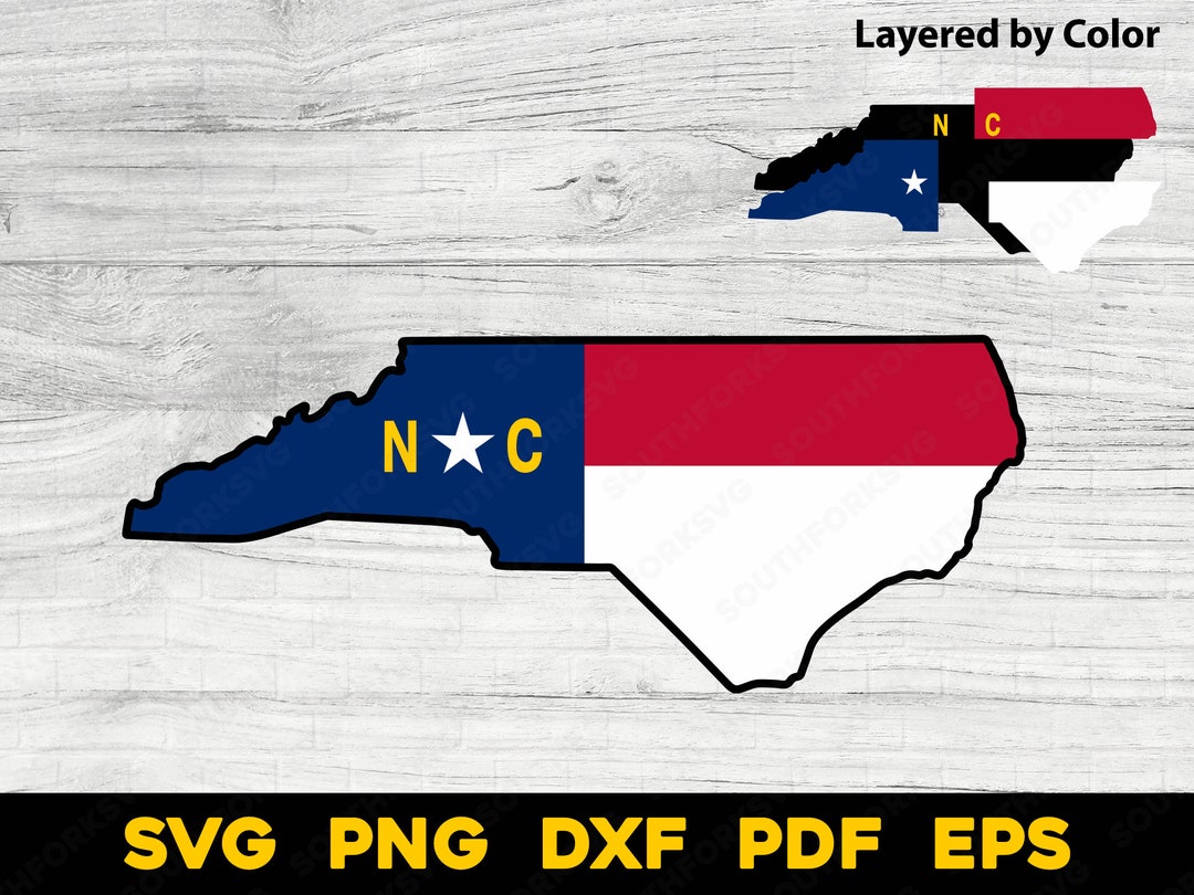 North Carolina Flag State Shape Layered Svg Png Dxf Eps Pdf | Vector ...