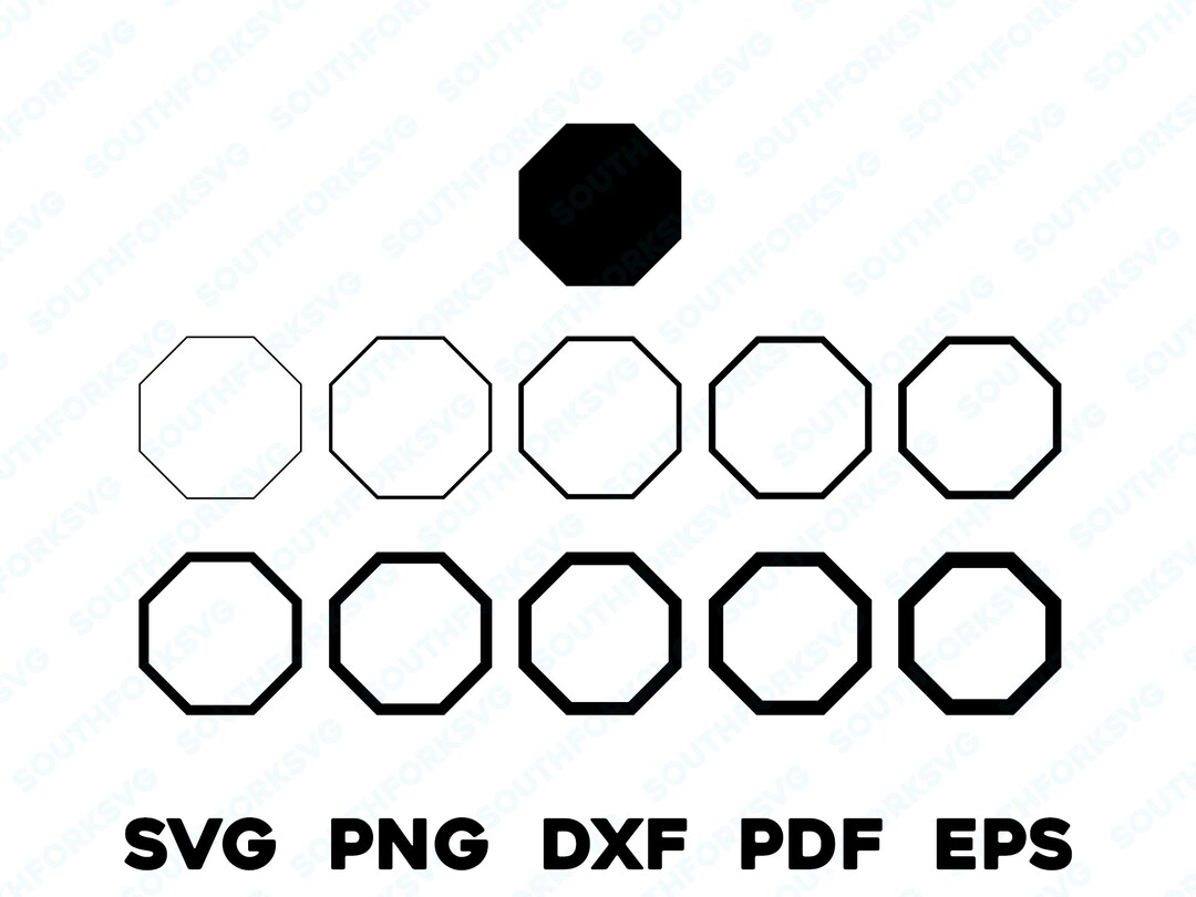 Octagon Line Stroke Bundle | Svg Png Dxf Eps Pdf | Vector Graphic ...