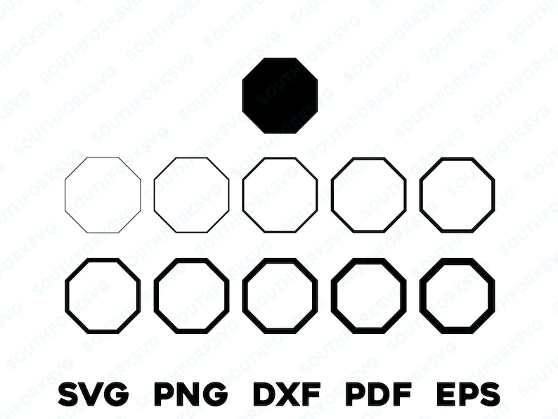 Octagon Line Stroke Bundle | Svg Png Dxf Eps Pdf | Vector Graphic ...
