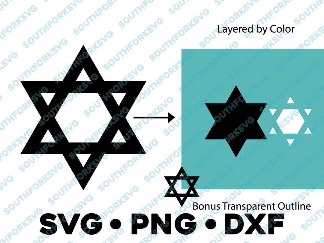 Star of David Jewish Star SVG PNG DXF Shield Magen David Hebrew Judaism ...