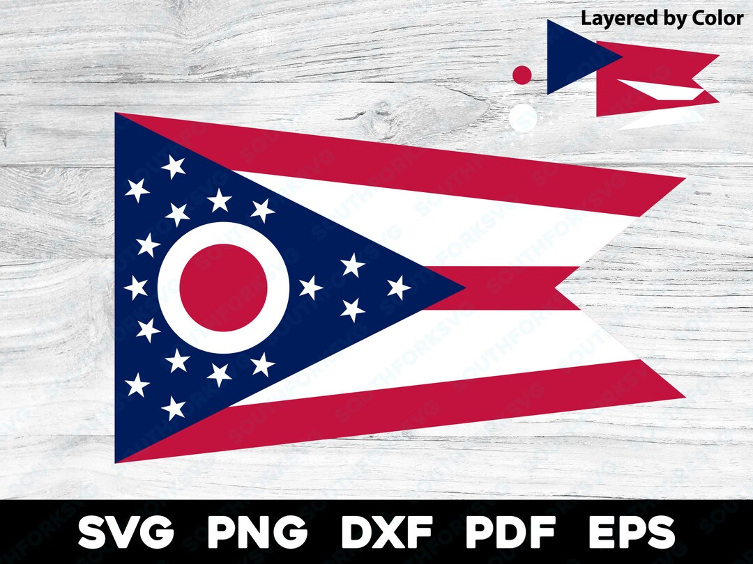 Ohio State Flag | Svg Png Dxf Eps Pdf | Layered by Color Vector Graphic ...