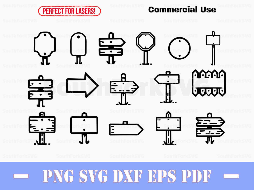 Simple Wooden Post Signs SVG Bundle Svg Png Dxf Eps Pdf | Vector ...