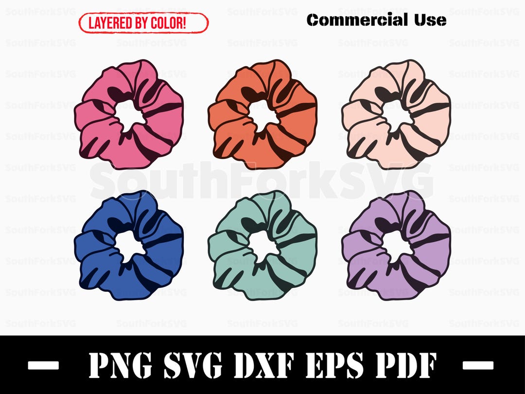 Colorful Scrunchie Bundle Svg Png Dxf Eps Pdf Layered | Vector Graphic ...