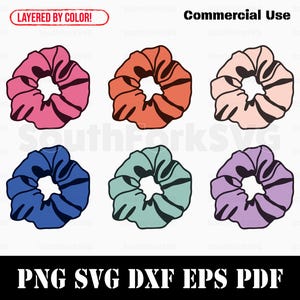 Colorful Scrunchie Bundle Svg Png Dxf Eps Pdf Layered | Vector Graphic ...
