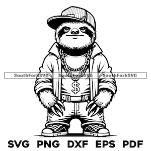 Gangster Sloth Cartoon | Svg Png Dxf Eps Pdf | Laser Cut Print Engrave ...