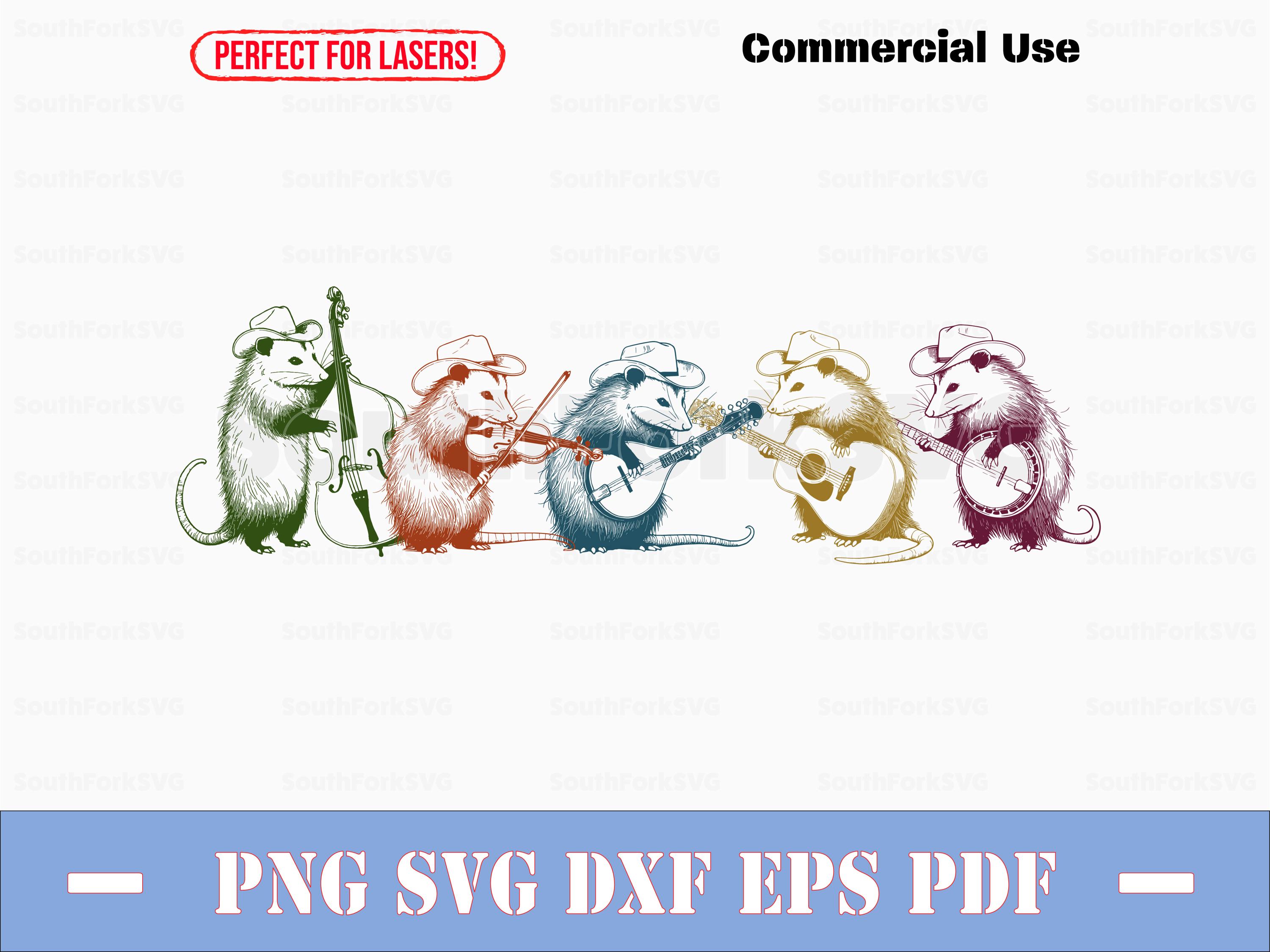 Possum Bluegrass Band Color Svg Png Dxf Eps Pdf | Laser Engrave Cut ...