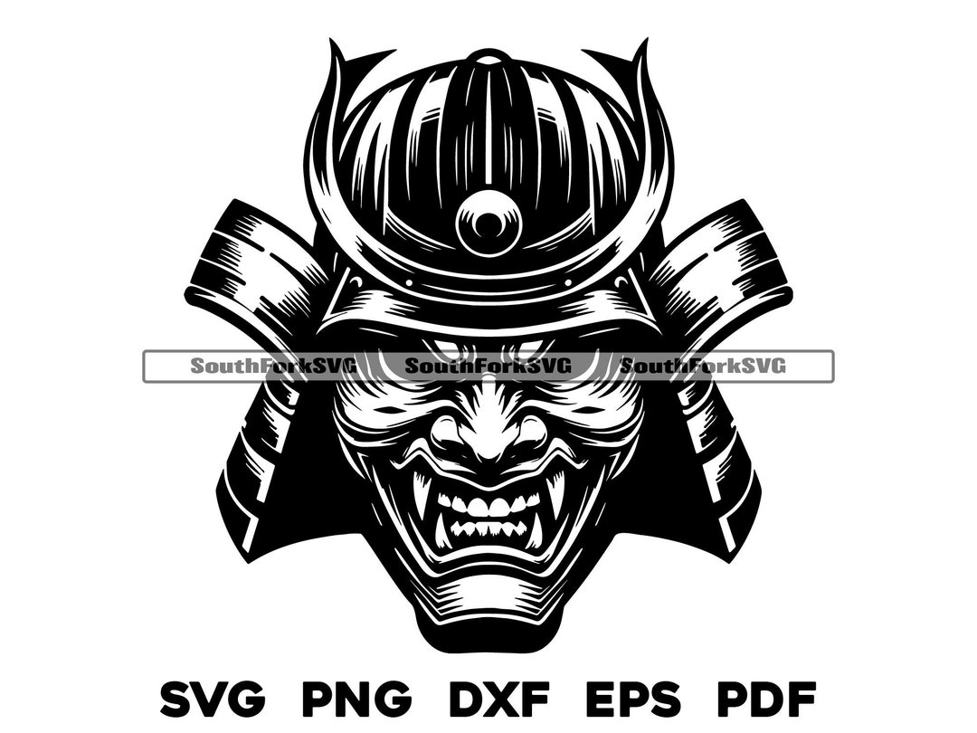 Samurai Mask Design Files | Svg Png Dxf Eps Pdf | Transparent Vector ...