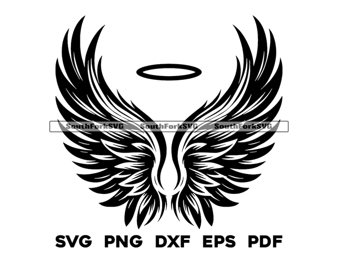 Angel Wings & Halo | Svg Png Dxf Pdf Eps | Vector Graphic Design Cut ...