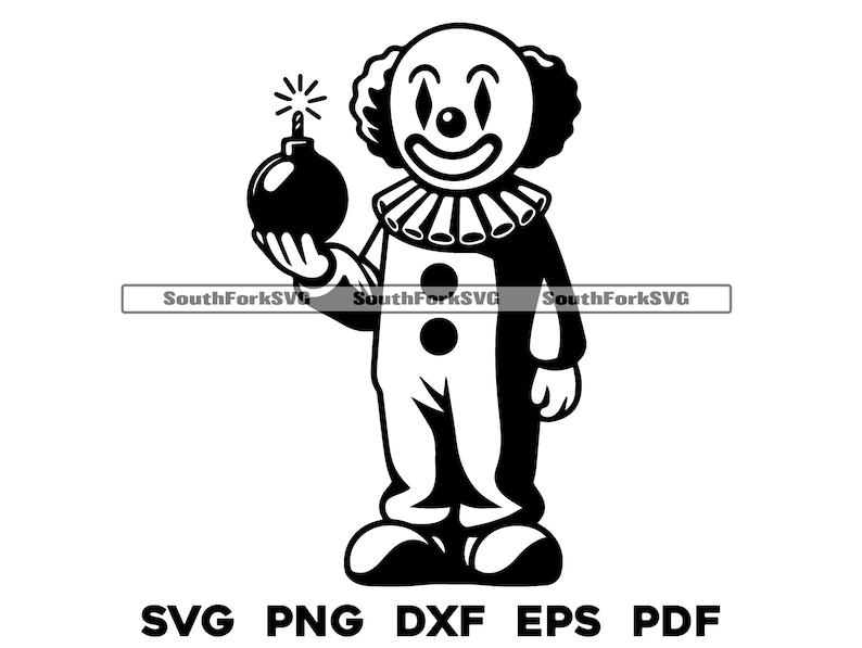 Cartoon Clown With Bomb Svg Png Dxf Eps Pdf Files Cut Print Laser ...