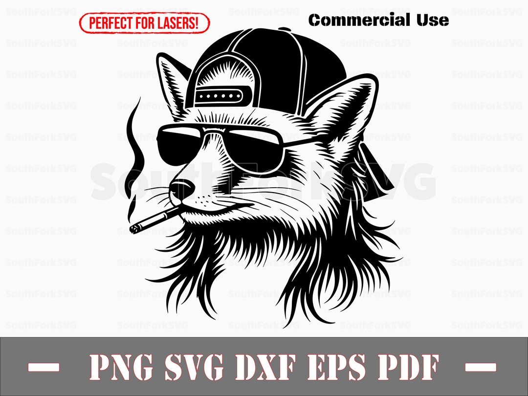 Fox Mullet Trucker Hat Sunglasses Svg Png Dxf Eps Pdf Vector Graphic ...