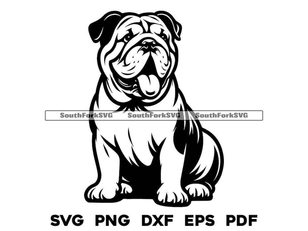 Bulldog Dog Sitting Design 2 | Svg Png Dxf Eps Pdf | Vector Graphic Cut ...