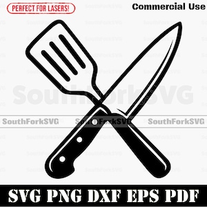 Crossed Spatula & Knife Svg Png Dxf Pdf Eps | Cut Print Laser Digital ...