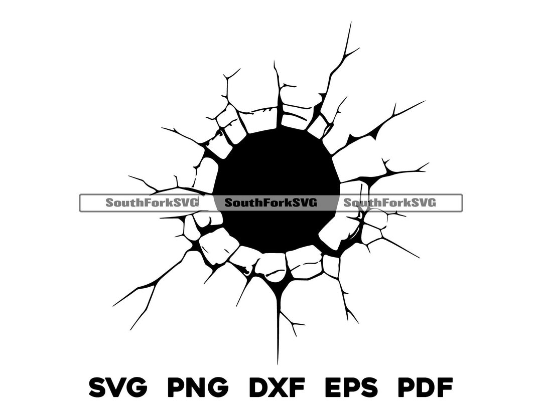 Cracked Hole in Wall Design | Svg Png Dxf Eps Pdf | Vector Graphic Cut ...