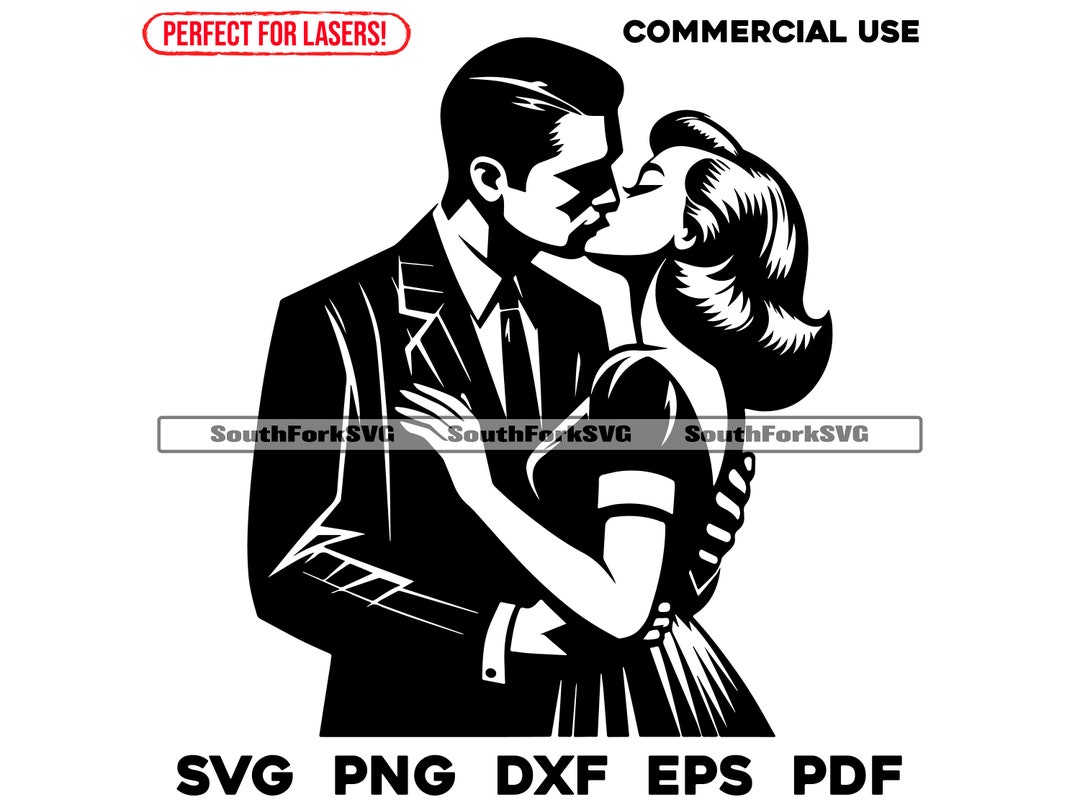 Retro Couple Kissing Svg Png Dxf Eps Pdf | Vector Graphic Design Cut ...