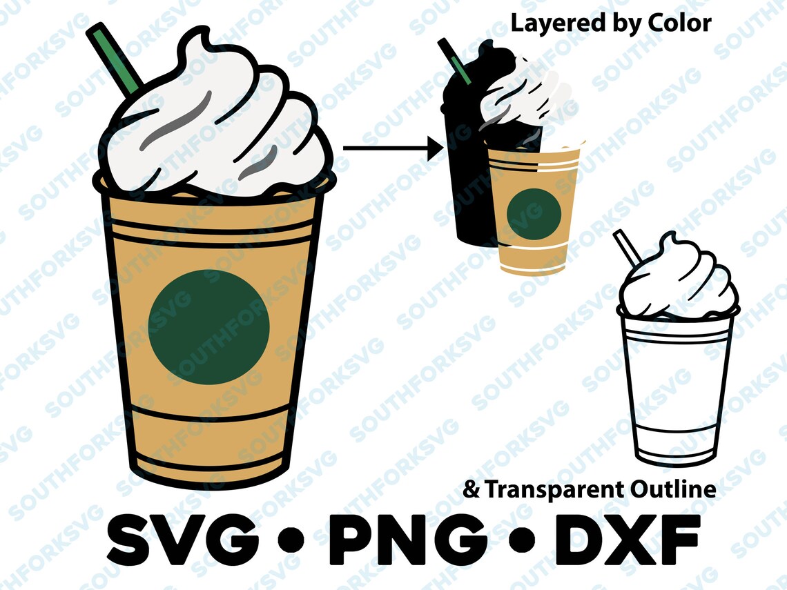 Iced Coffee SVG PNG DXF Layered by Color Cut File Clip Art Vector ...