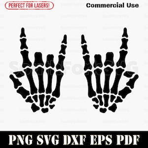 Rock on Skeleton Hands Svg Png Dxf Eps Pdf | Vector Graphic Design Cut ...