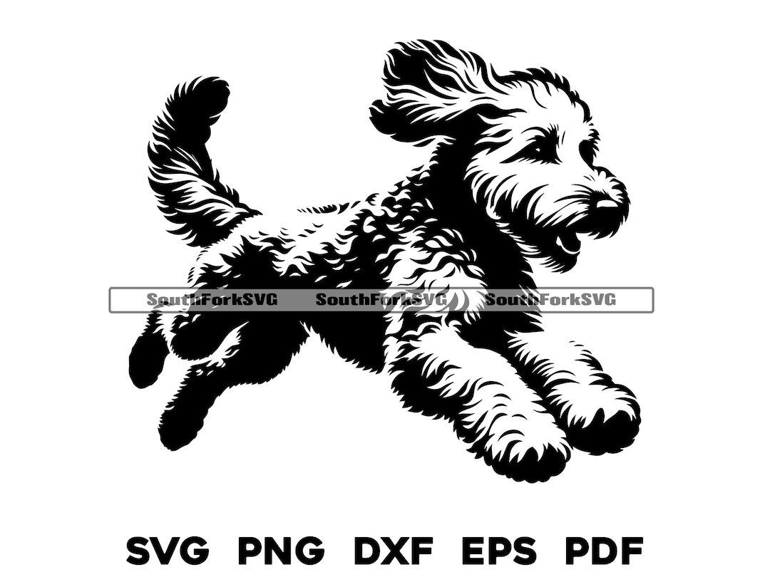 Goldendoodle Dog Running Design | Svg Png Dxf Eps Pdf | Vector Graphic ...