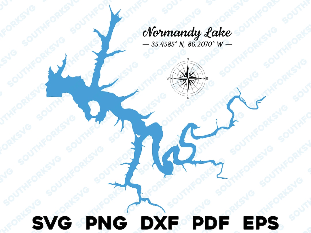 Normandy Lake Tennessee Map Shape Silhouette Svg Png Dxf Pdf Eps Vector ...