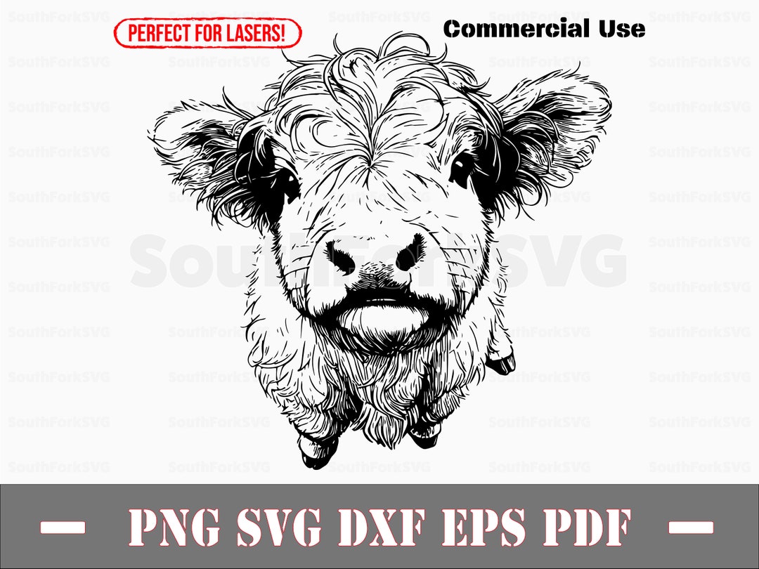 Baby Highland Cow Laser Engrave Files Svg Png Dxf Eps Pdf | Vector ...