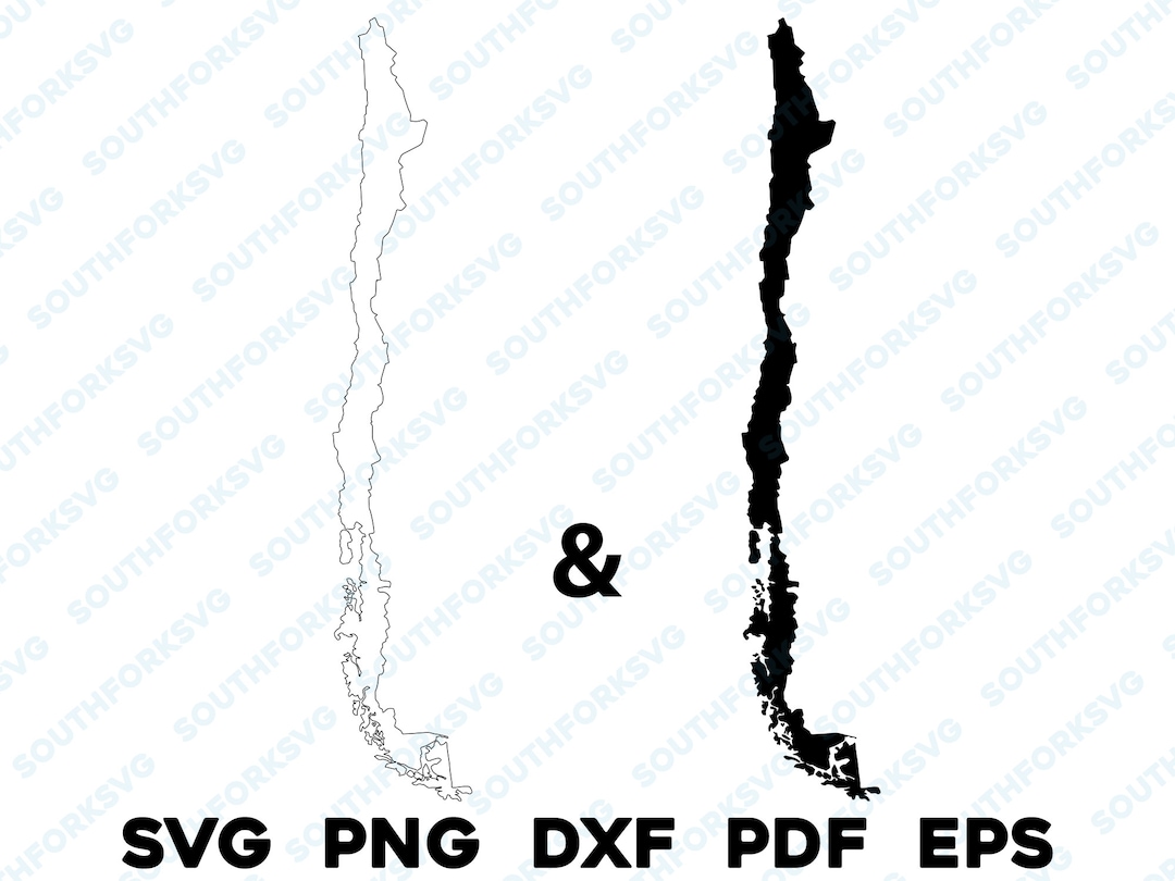 Chile Country Silhouette & Outline Shapes Svg Png Dxf Pdf Eps Vector ...