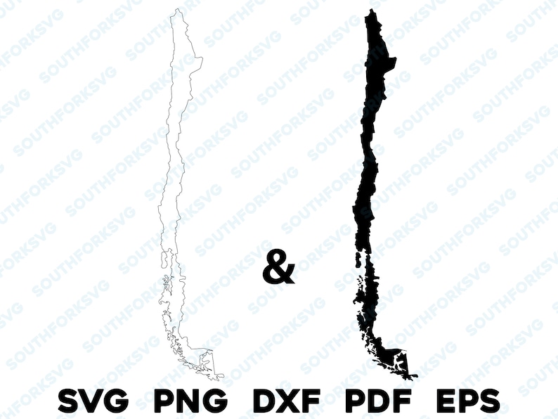 Siluetas y contornos del país de Chile svg png dxf pdf eps diseño ...