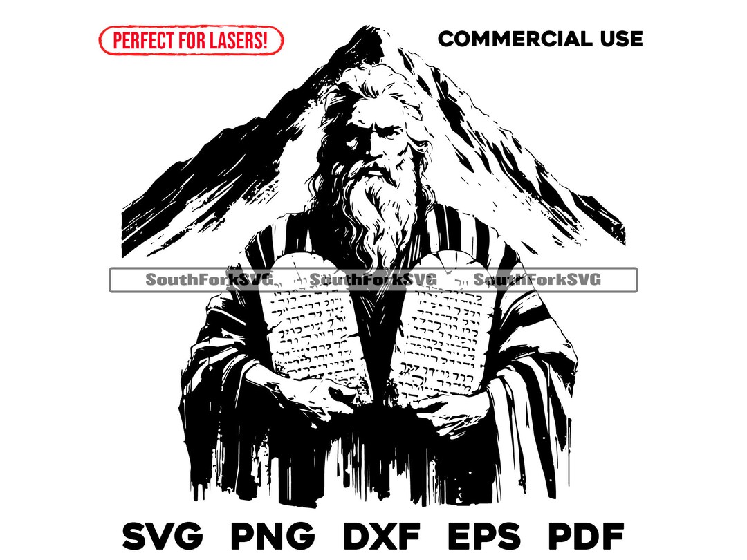 Moses Holding 10 Commandments Laser Engrave Files Svg Png Dxf Eps Pdf ...