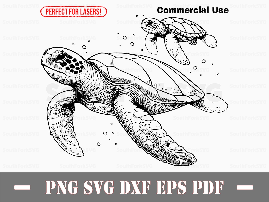 Mama and Baby Sea Turtles Laser File Svg Png Dxf Eps Pdf | Vector ...