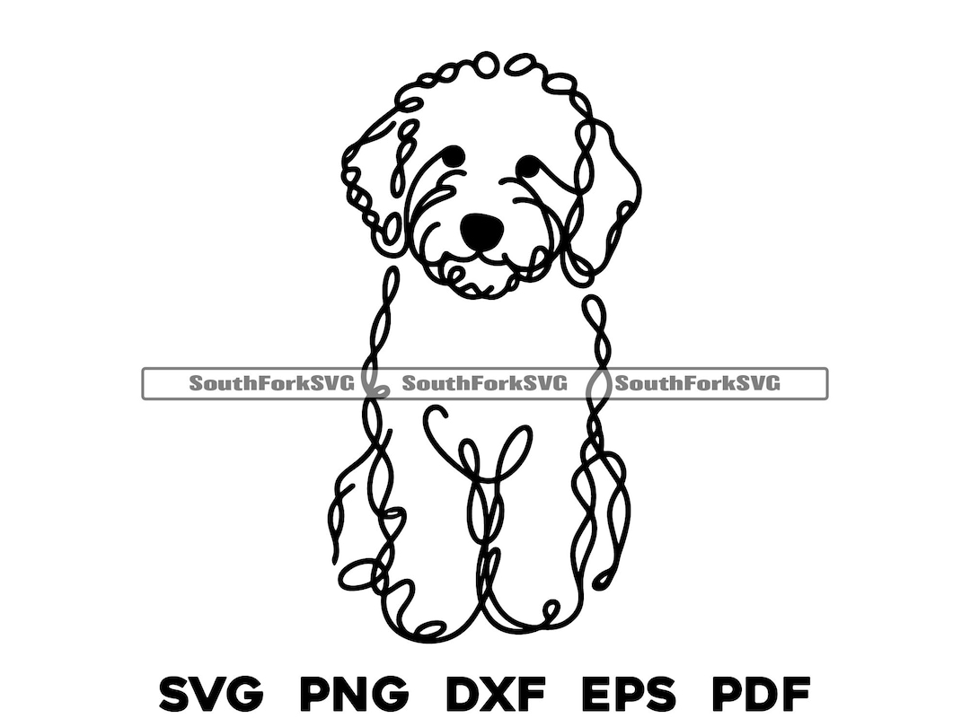 Goldendoodle Dog Minimal Line Art | Svg Png Dxf Eps Pdf | Vector ...
