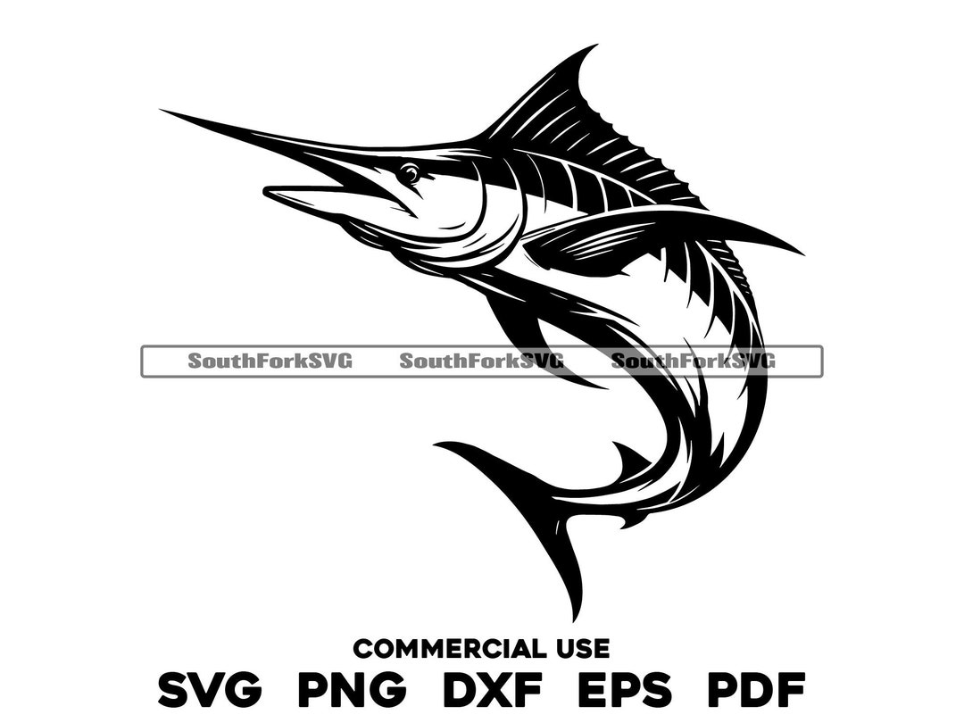 Blue Marlin Design | Svg Png Dxf Eps Pdf | Transparent Vector Graphic ...