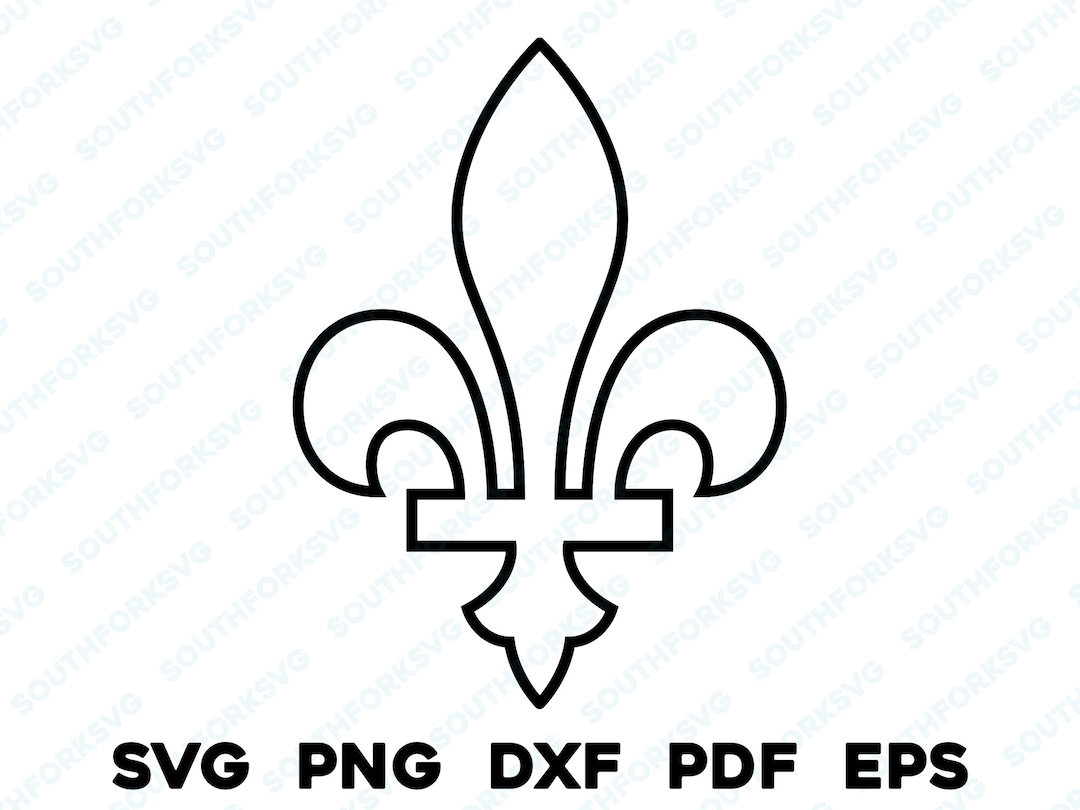 Fleur De Lis 2 Outline | Svg Png Dxf Eps Pdf | Design Cut Print Laser ...