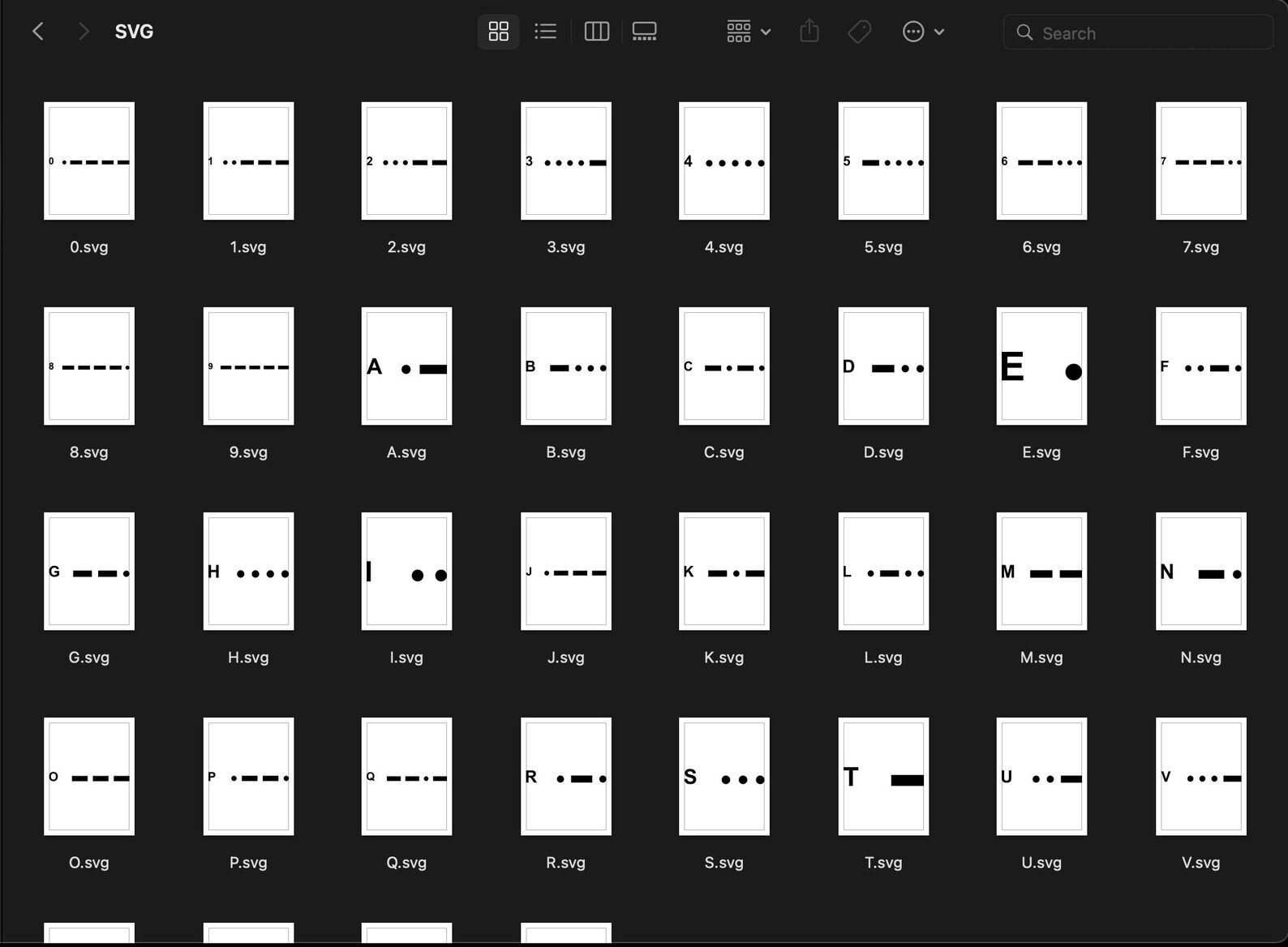 Morse Code Alphabet and Numbers 0-9 SVG PNG DXF Vector Graphic - Etsy