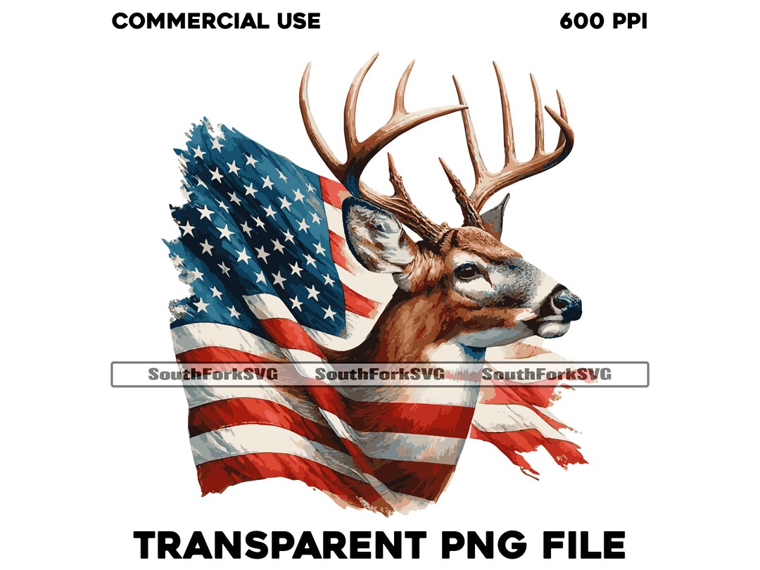 White Tailed Deer American Flag PNG File | Transparent High Res for ...