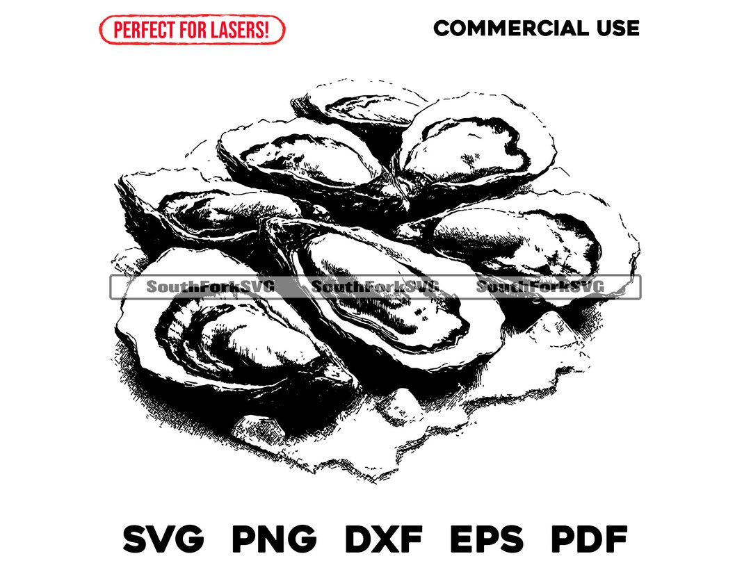 Laser Engrave Files Oysters on Ice Svg Png Dxf Eps Pdf Vector Graphic ...