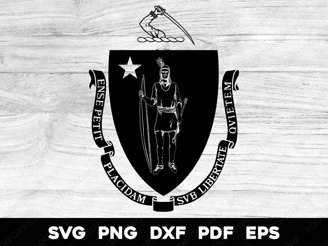 Massachusetts State Flag Crest Emblem Black Transparent | Svg Png Dxf ...