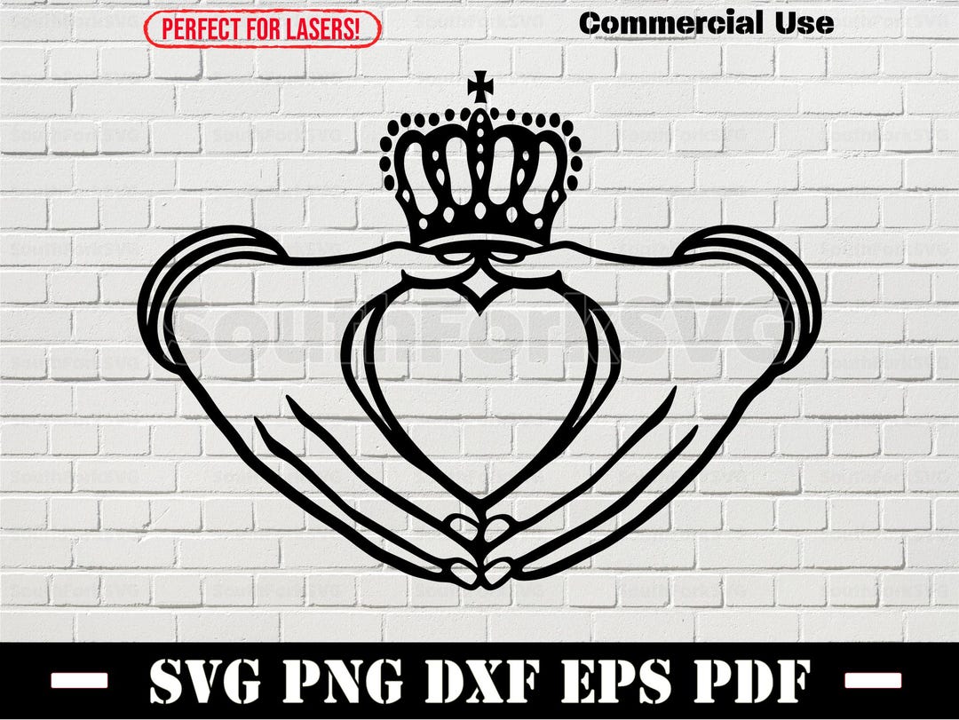 Irish Claddagh Symbol Svg Png Dxf Eps Pdf | Vector Graphic Design Cut Print Dye Sub Laser ...