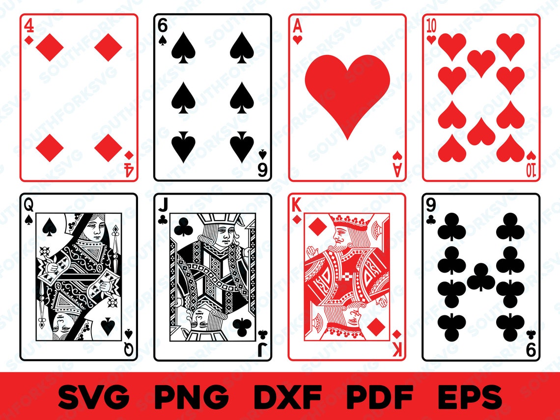 Full Playing Cards Deck Svg Png Dxf Eps Pdf Bundle Transparent Cut File ...