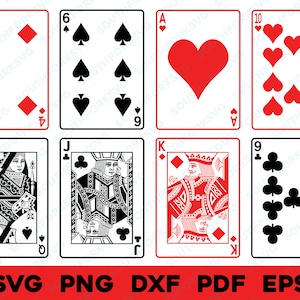 Full Playing Cards Deck Svg Png Dxf Eps Pdf Bundle Transparent Cut File ...